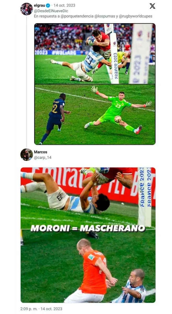 “El Tackle de Dios” y el “Dibu Moroni”: los memes del salvador de Los Pumas ante Gales | NoticiasNet