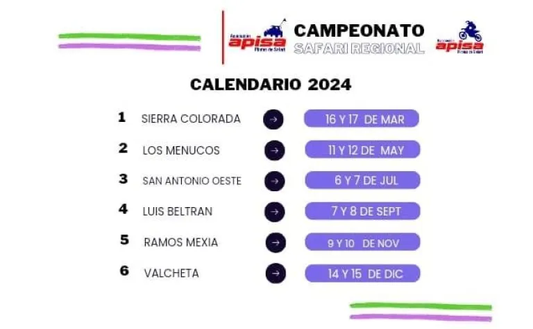 Con seis fechas, quedó presentado el Safari Regional de Apisa ...